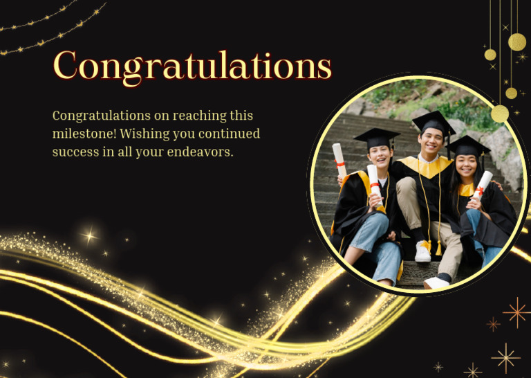 Black Gold Modern Congratulation Card | PDF