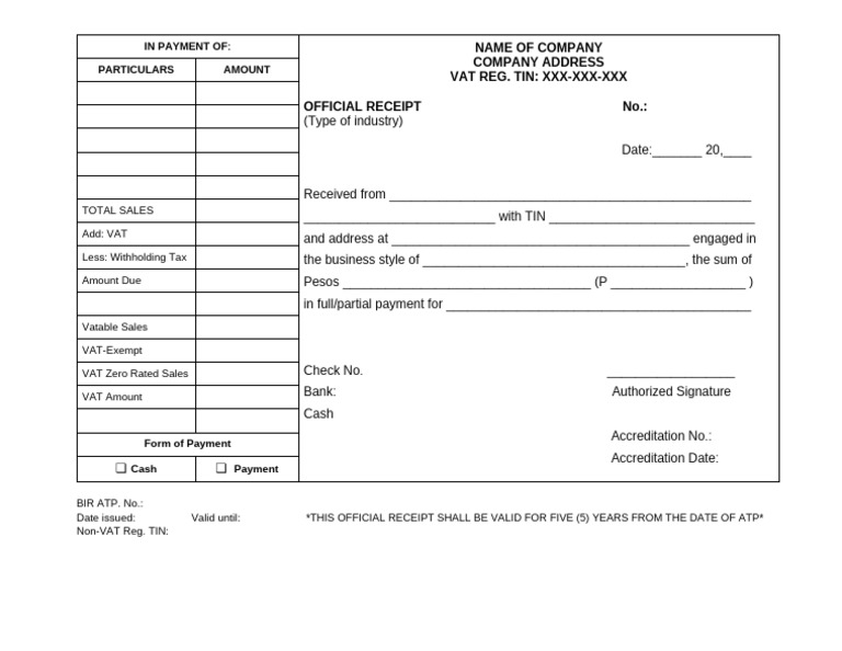 Official Receipt Template | PDF