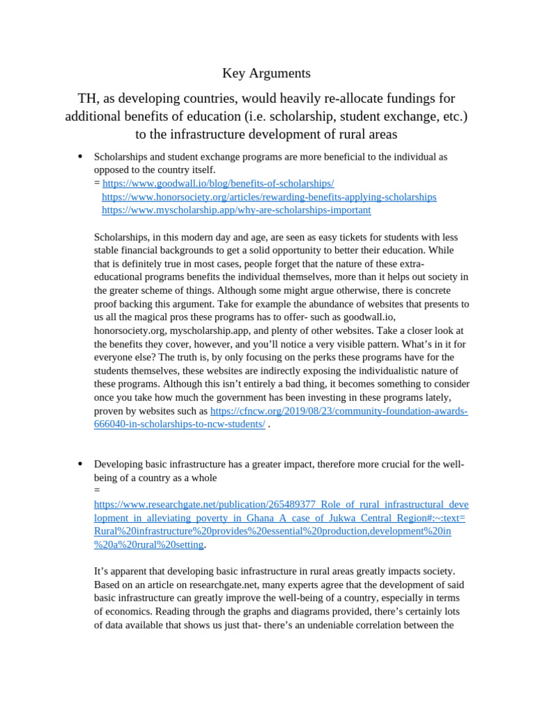 Key Arguments | PDF | Infrastructure | Economies