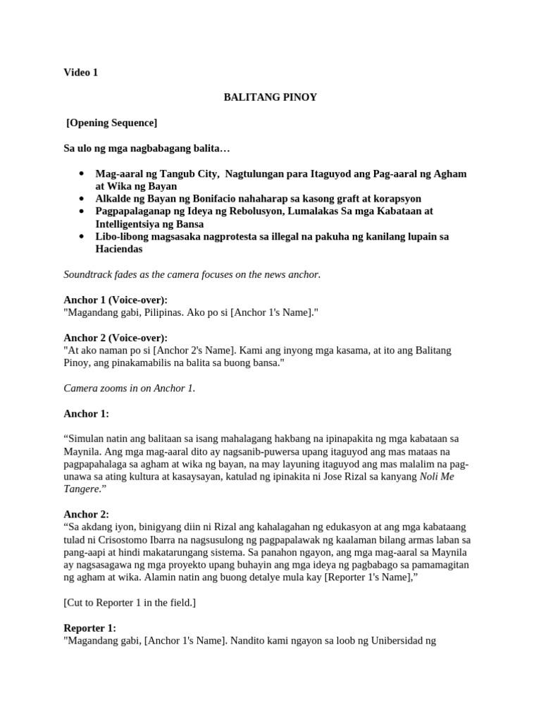 News Report Script | PDF