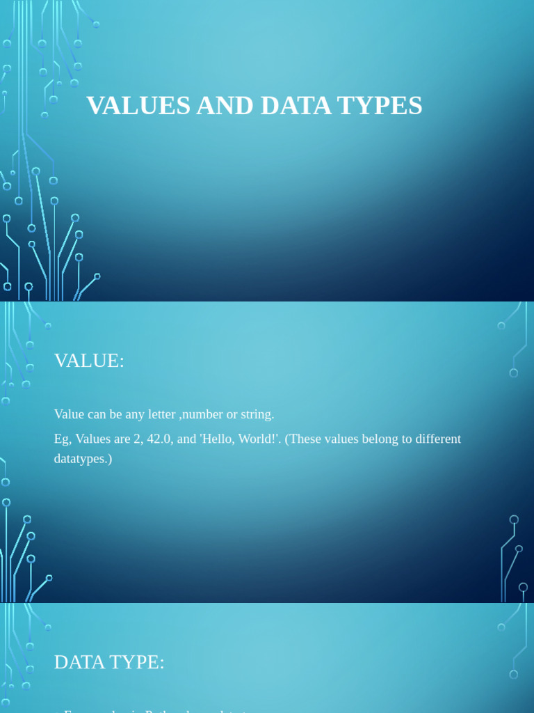 Values and Data Types | PDF | String (Computer Science) | Data Type