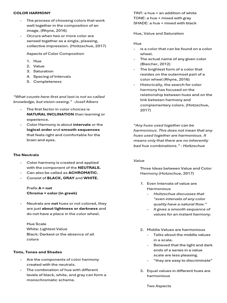 Color Theory Reviewer | PDF | Magenta | Color