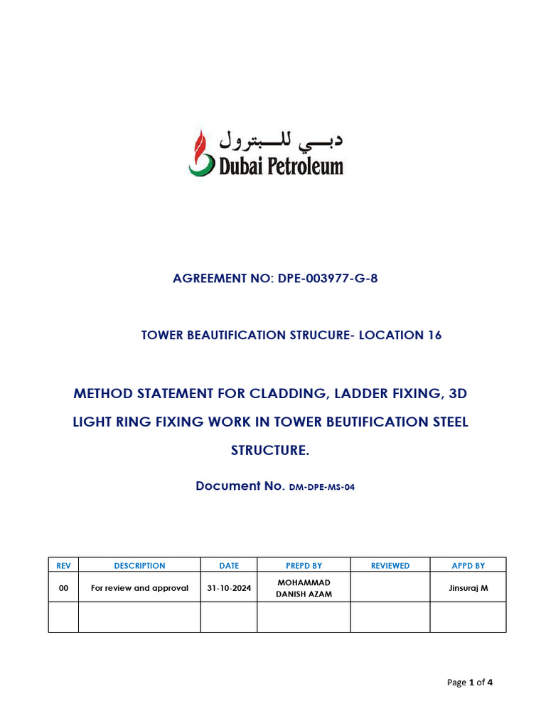 Tower Beautification Method Statement | PDF | Crane (Machine)