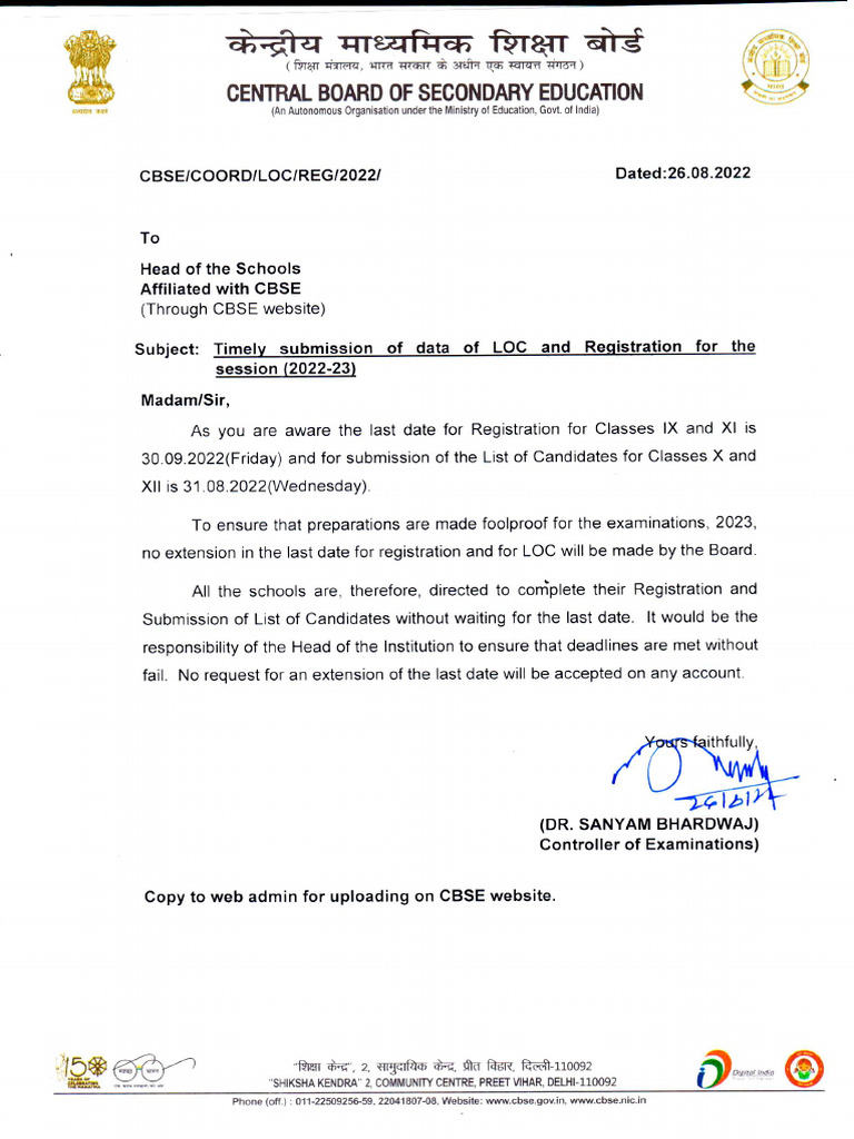 Timely Submission of LOC Registration 26082022 | PDF