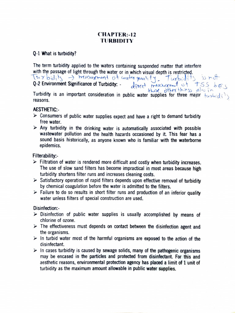 Turbidity | PDF | Water Purification | Filtration