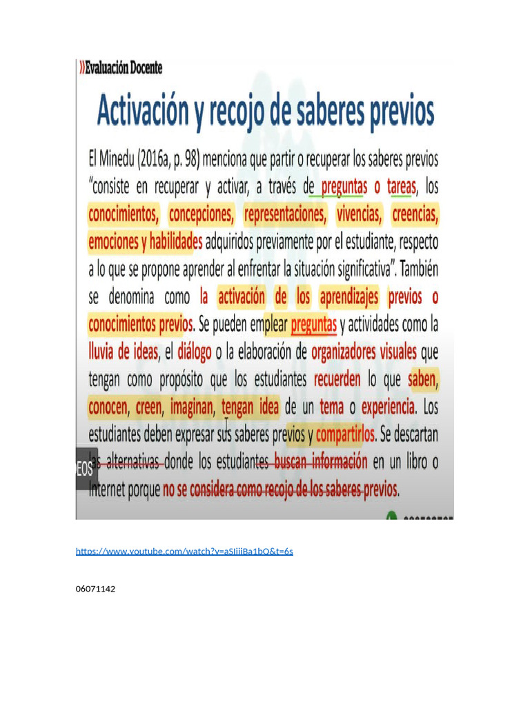 Verbos para Activar Los Saberes Previos | PDF
