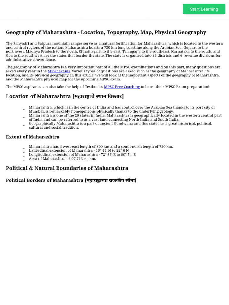 Geography of Maharashtra | PDF