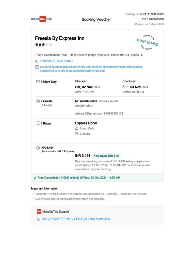 Booking Confirmation Voucher | PDF