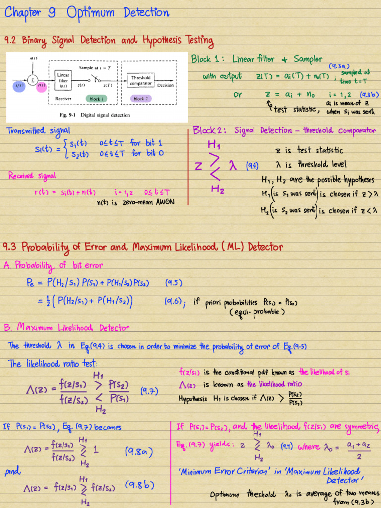 Chapter 9 Optimum Detection 20240904 | PDF | Applied Mathematics | Signal Processing