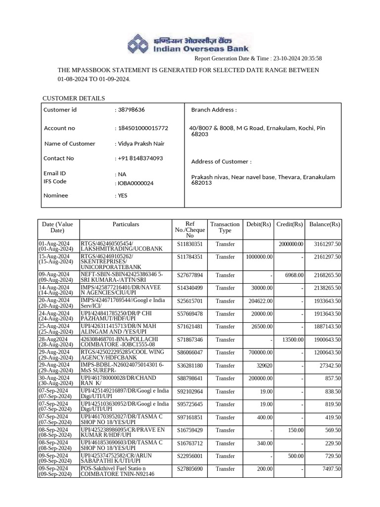 Bank Statement Navya Reddy | PDF | Personal Finance | Financial Services