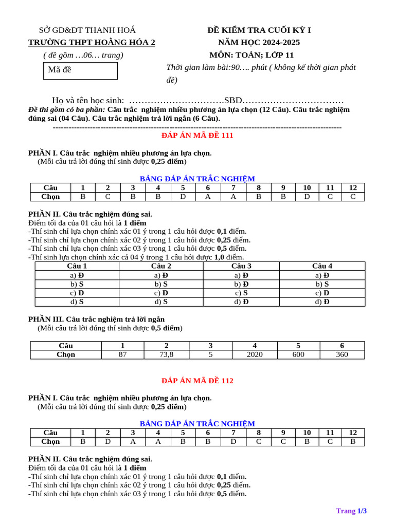 Toán K11 HK1 Kntt-Đáp-Án | PDF