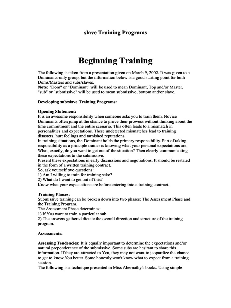 Qdoc - Tips - Slave Training Programs1 | PDF
