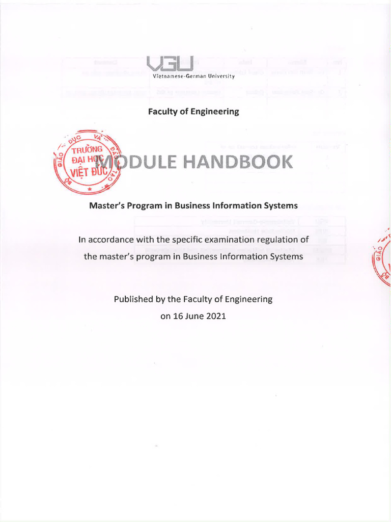 30 QĐ ĐHVĐ BIS Module Handbook | PDF