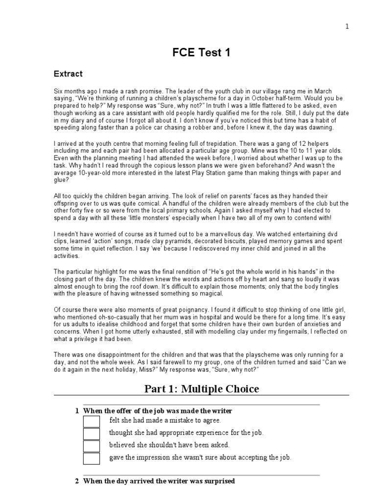 FCE Test 1 | PDF | Earth | Dances