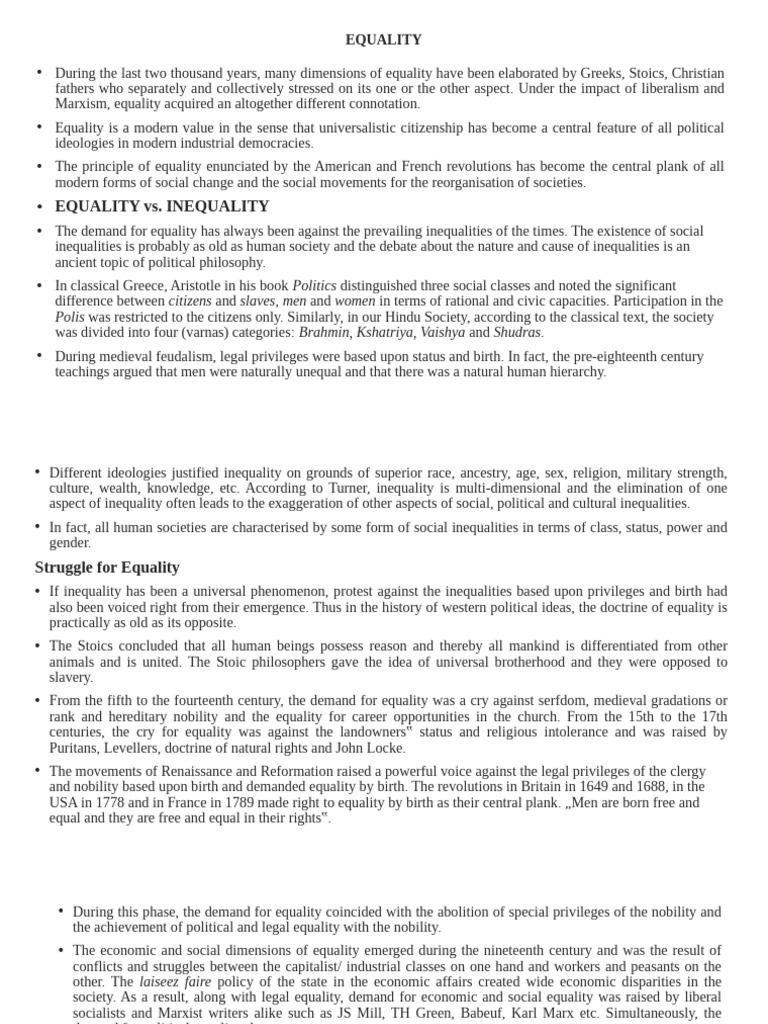Equality | PDF | Social Equality | Egalitarianism