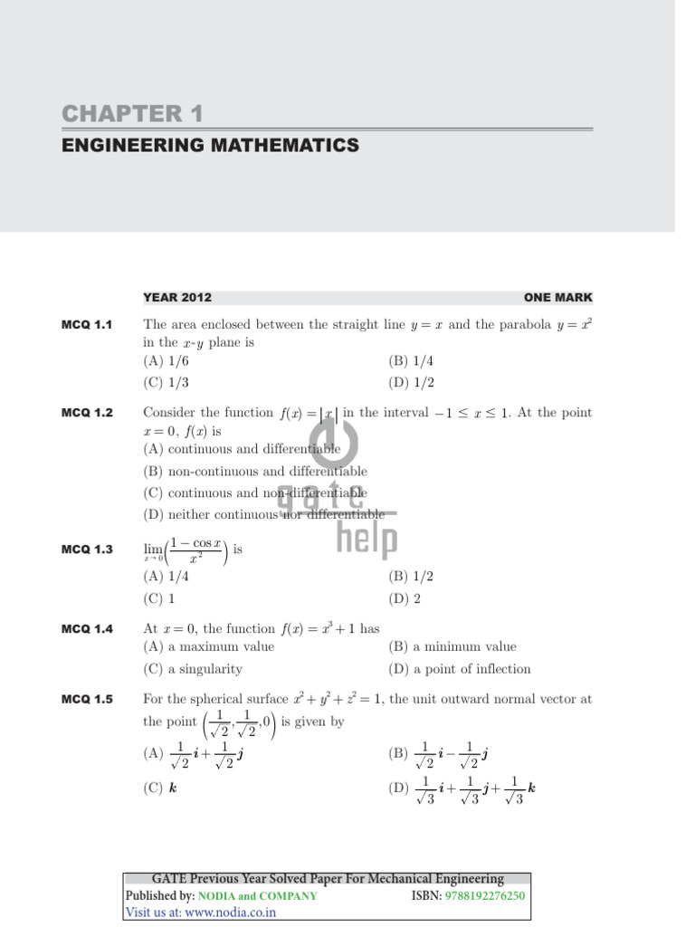 Gate Mech Subject Wise Question Booklet | PDF | Eigenvalues And Eigenvectors | Determinant