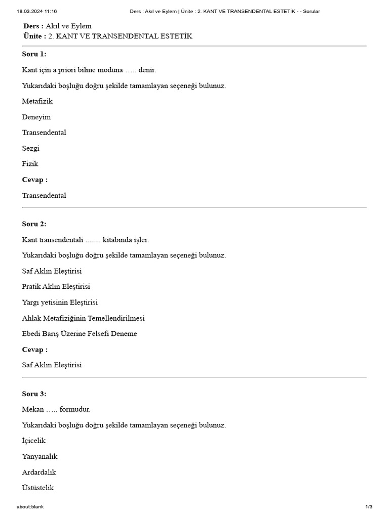 Akil Ve Eylem Soru 02 | PDF