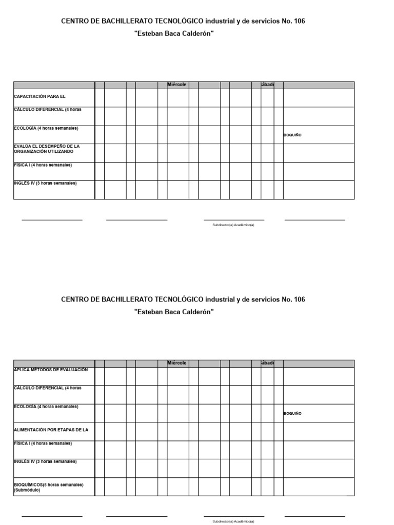 HORARIOS CUARTOS | PDF