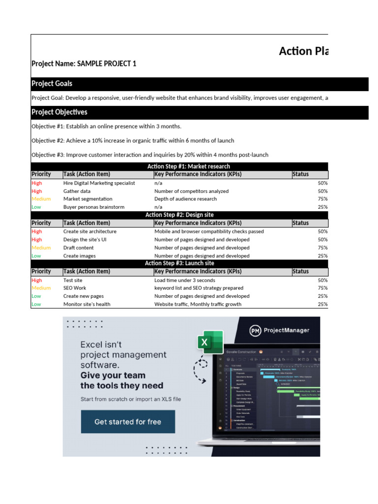 Action Plan Template ProjectManager WLNK V2 | PDF | Web Development | Project Management