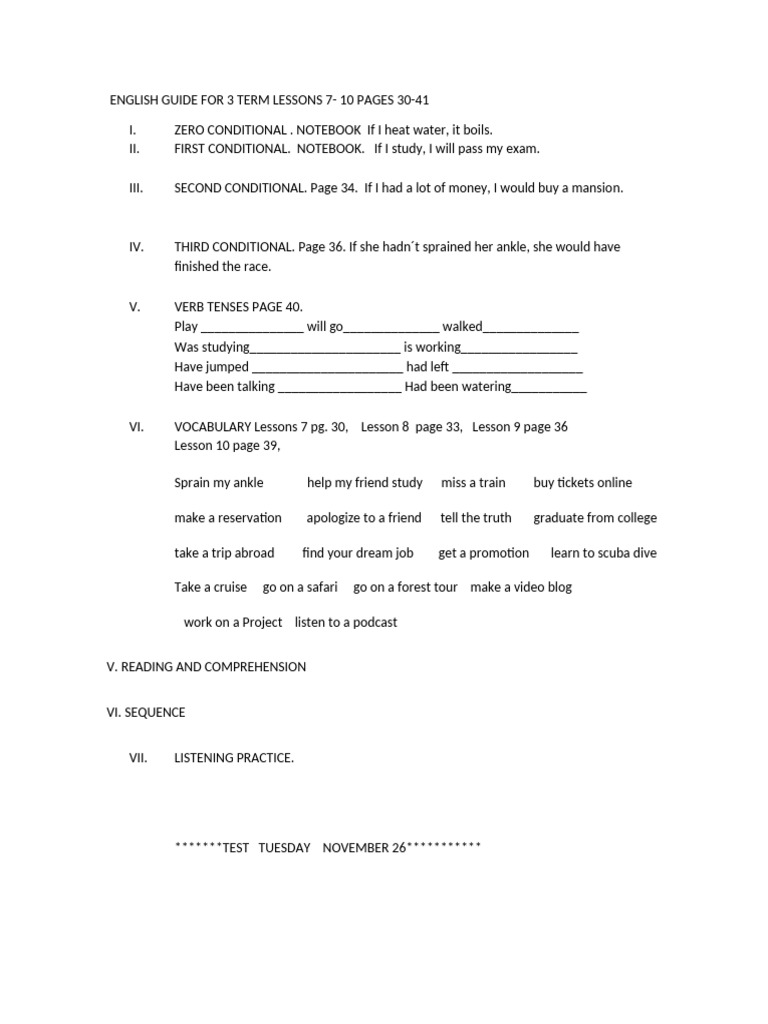 English Conditionals & Verb Tenses Guide | PDF