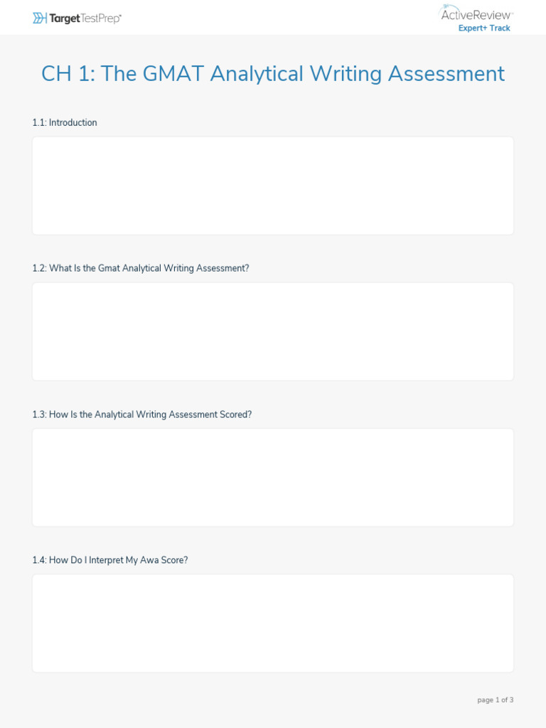 CH 1 The GMAT Analytical Writing Assessment Expert+ Track | PDF
