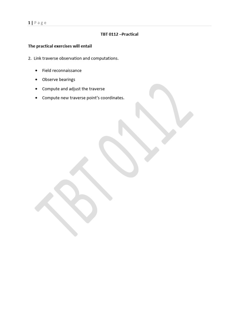 TBT 0112 - Practical - Traversing | PDF | Angle | Rotation
