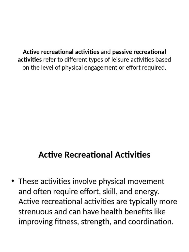 Active and Passive Recreational Activities | PDF