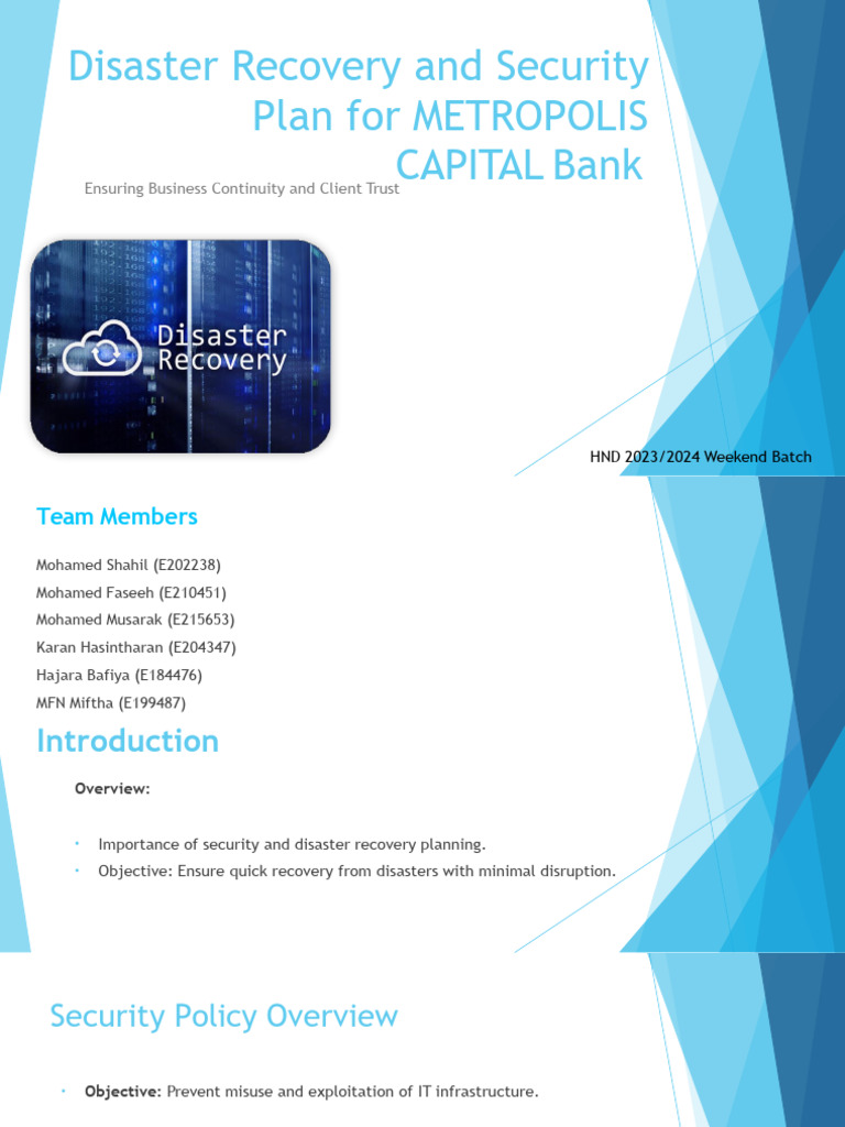 Disaster Recovery and Security Plan For METROPOLIS | PDF | Security ...