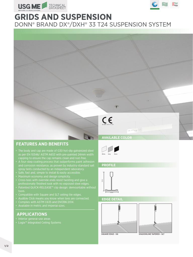 DATASHEET - Usg Me Donn Brand DX - DXH 33 t24 Suspension System Ref. Gr-Tds INTERMEDIATE 2024 ...