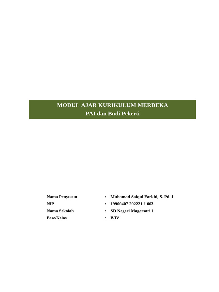 MODUL AJAR Kls 3 PAI | PDF