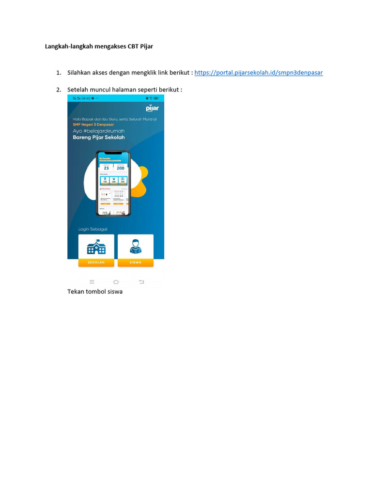 Langkah2 Mengakses CBT Pijar | PDF