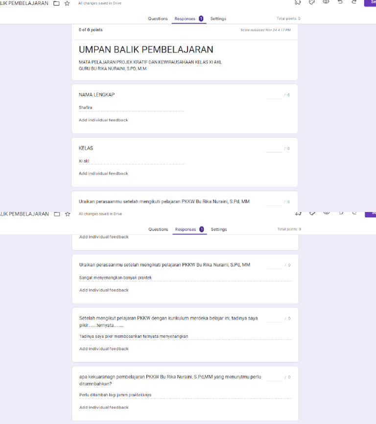 Umpan Balik Pembelajaran | PDF