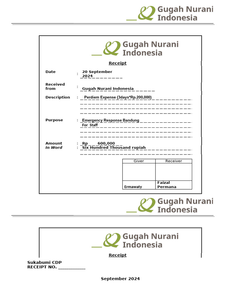 Internal Receipt ER | PDF | Indonesian Rupiah | Payments