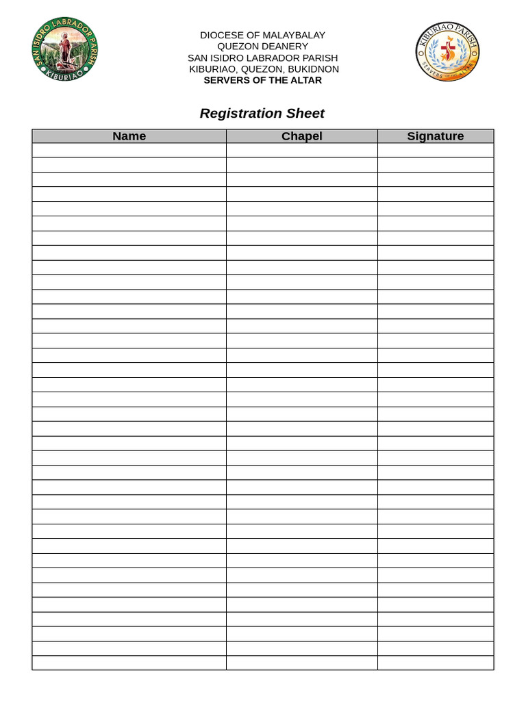 Altar Servers Registration & Attendance | PDF
