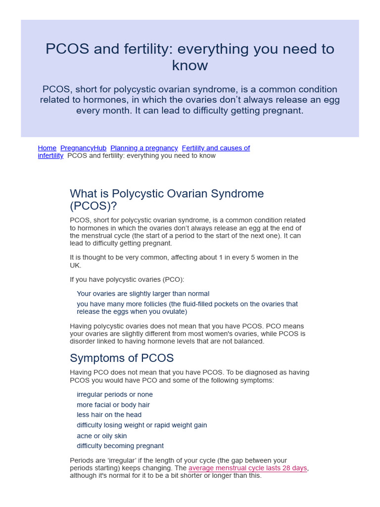 PCOS & Fertility_ Symptoms, Treatment & Tests | PDF | Polycystic Ovary ...