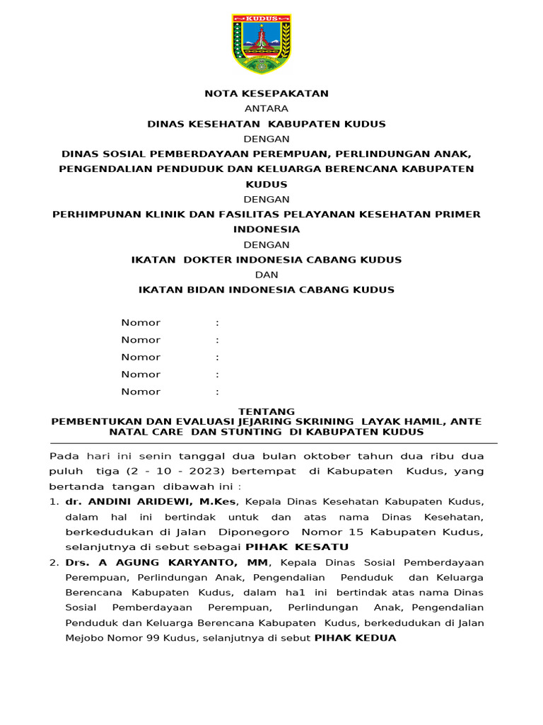 PKS Jejaring Skrining Layak Hamil, Anc Dan Stunting 2023 | PDF