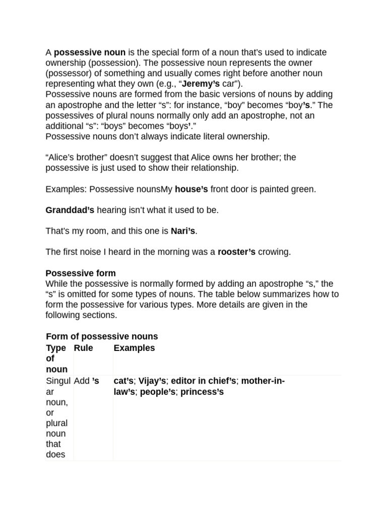 Possessives - English Grammer | PDF | Grammatical Number | Noun