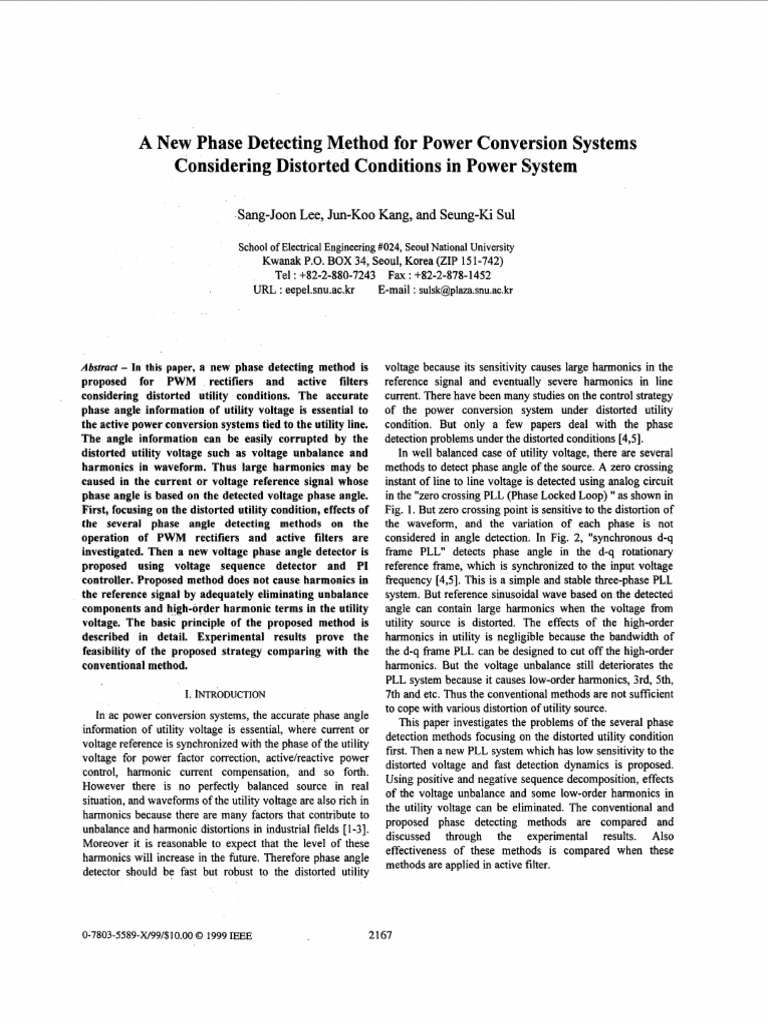 New Phase Detection for Power Systems | PDF | Phase (Waves) | Low Pass ...