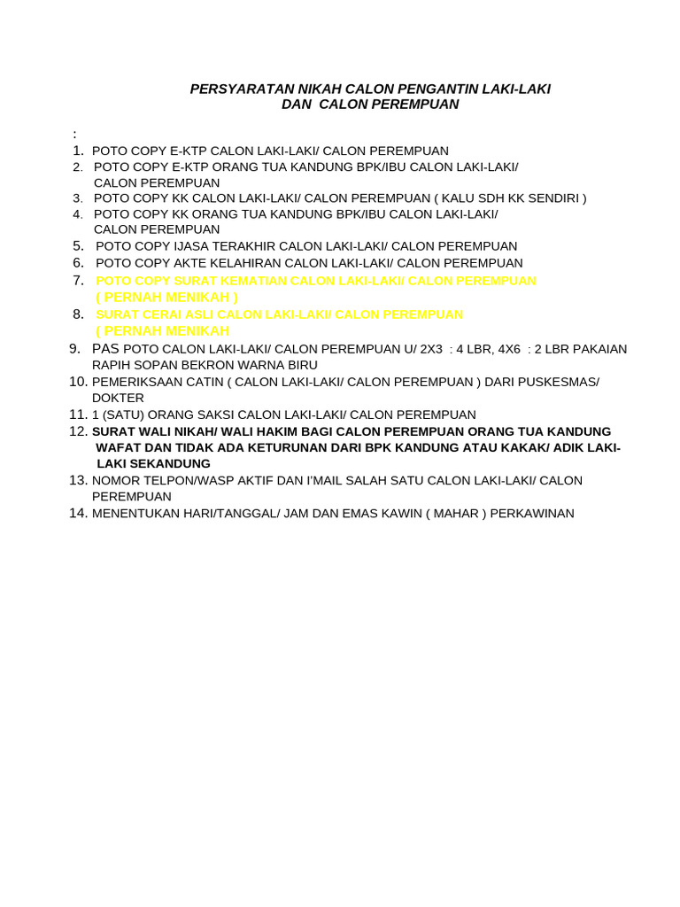 Persyaratan Nikah Pdf