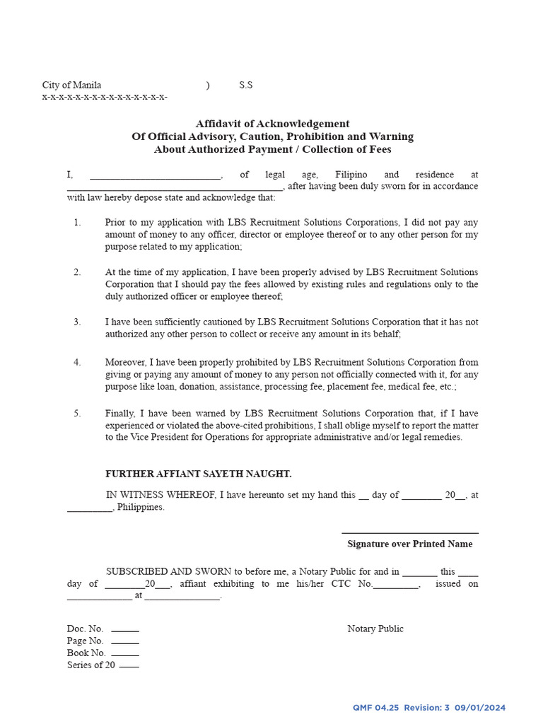 Affidavits for Notary (1) | PDF | Affidavit