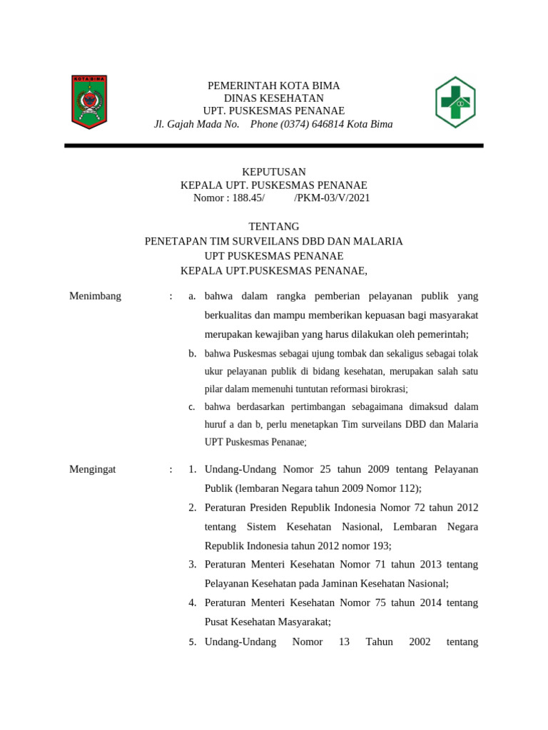 SK. Tim Surveilans DBD | PDF