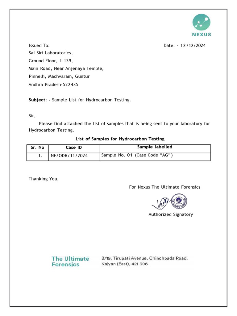 Sample sended list of AG | PDF