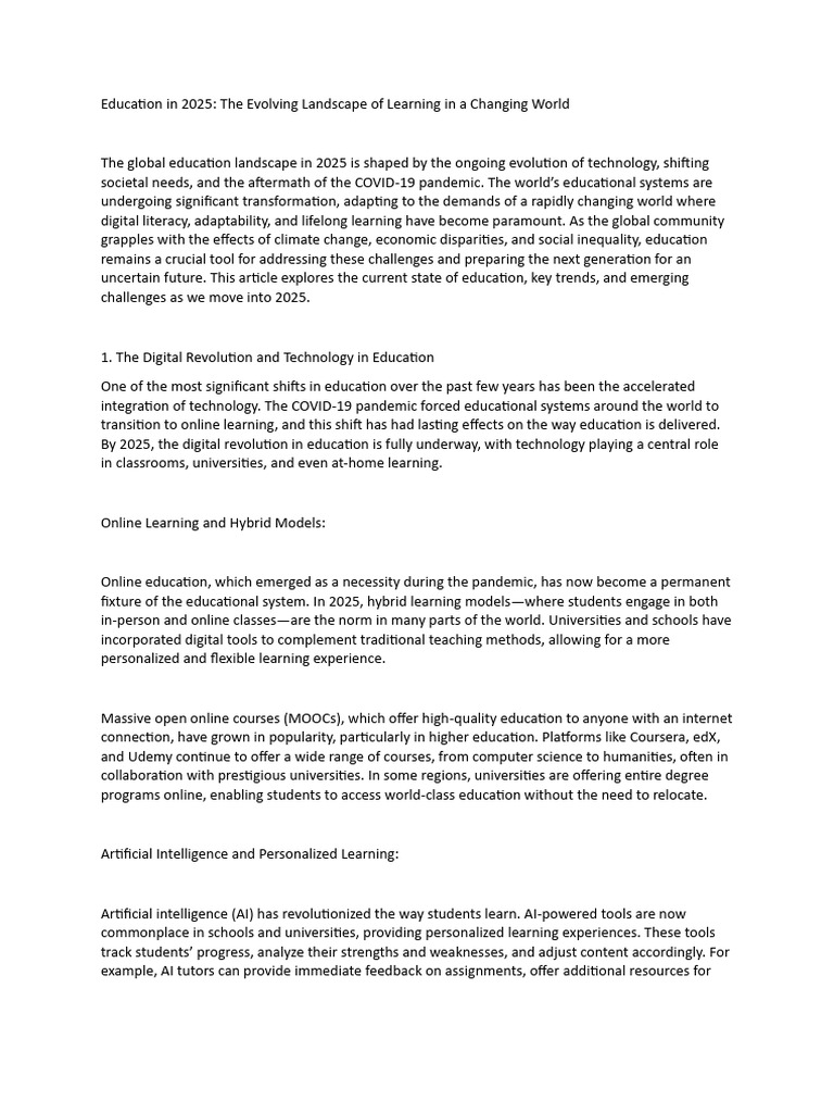 Education in 2025 | PDF | Augmented Reality | Virtual Reality