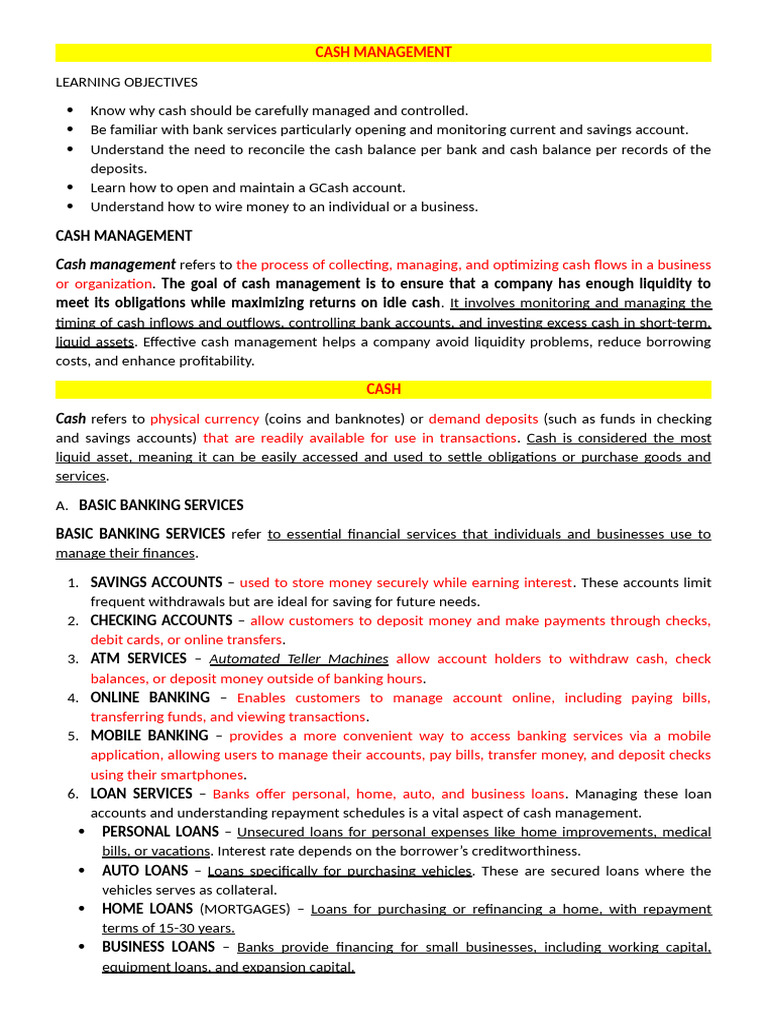 Effective Cash Management Strategies | PDF | Cash | Transaction Account