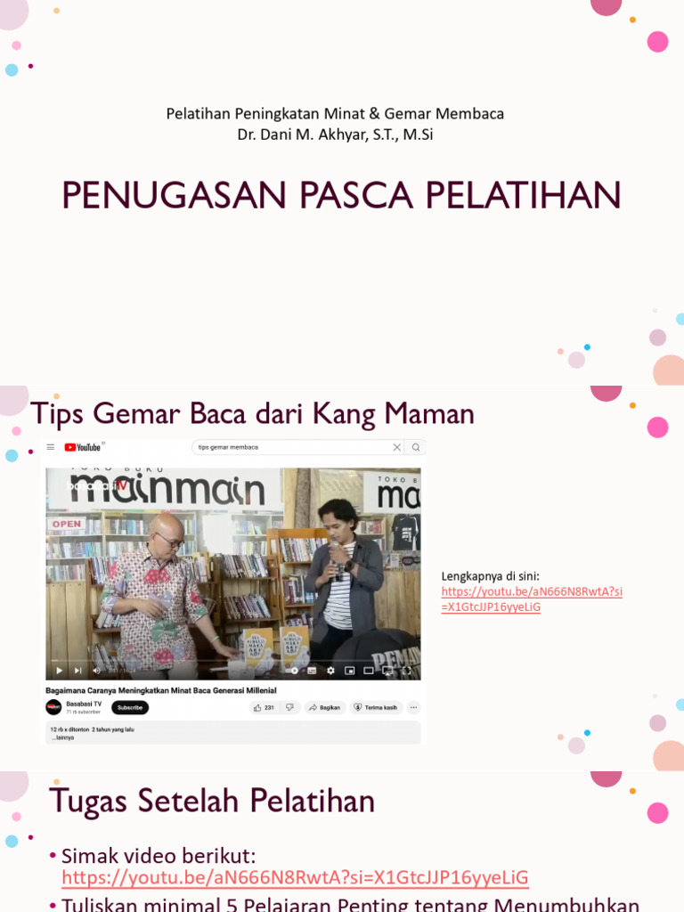 Penugasan Pasca Pelatihan - Materi MINAT GEMAR MEMBACA | PDF
