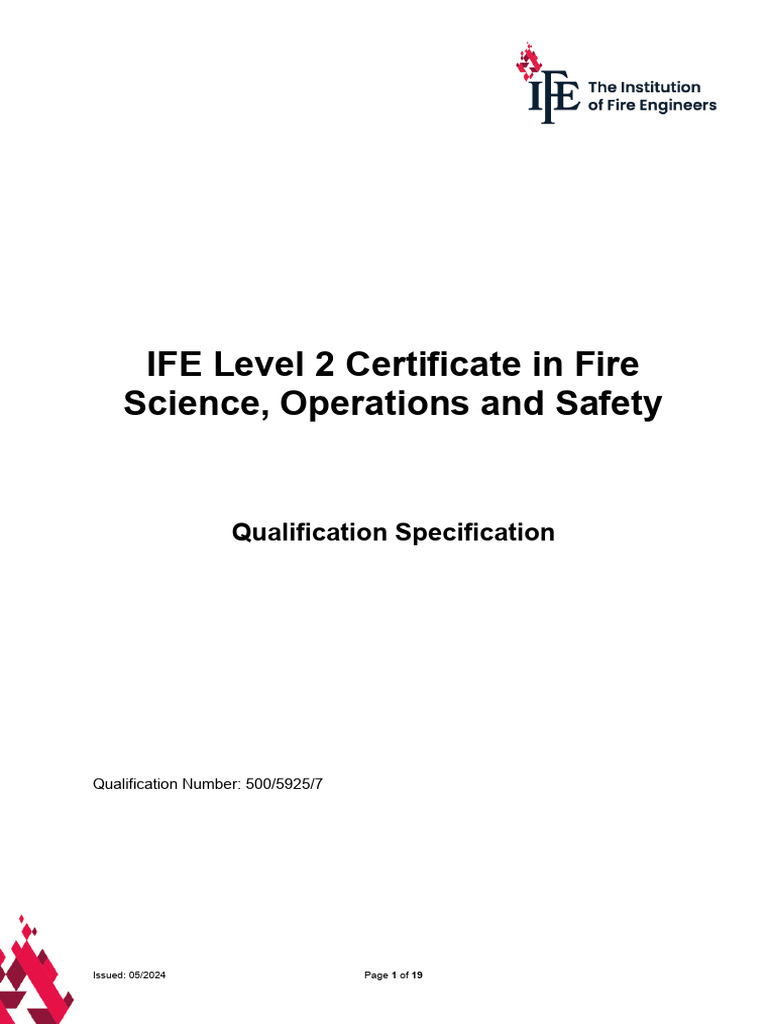 IFE Level 2 Certificate in Fire Science Operations and Safety | PDF ...