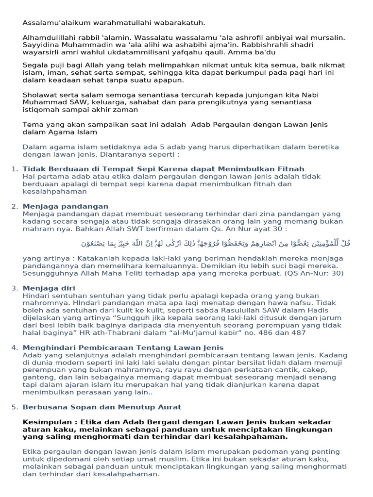 Adab Pergaulan Islami | PDF