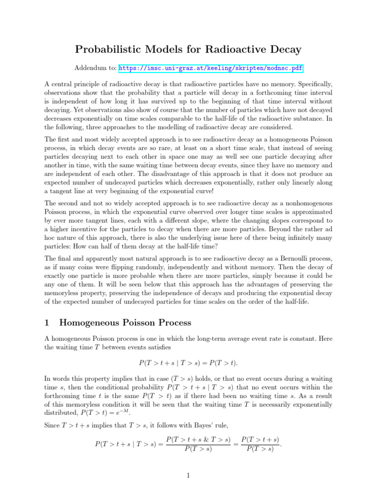 Memoryless Property in Radioactive Decay | PDF | Statistical Theory ...