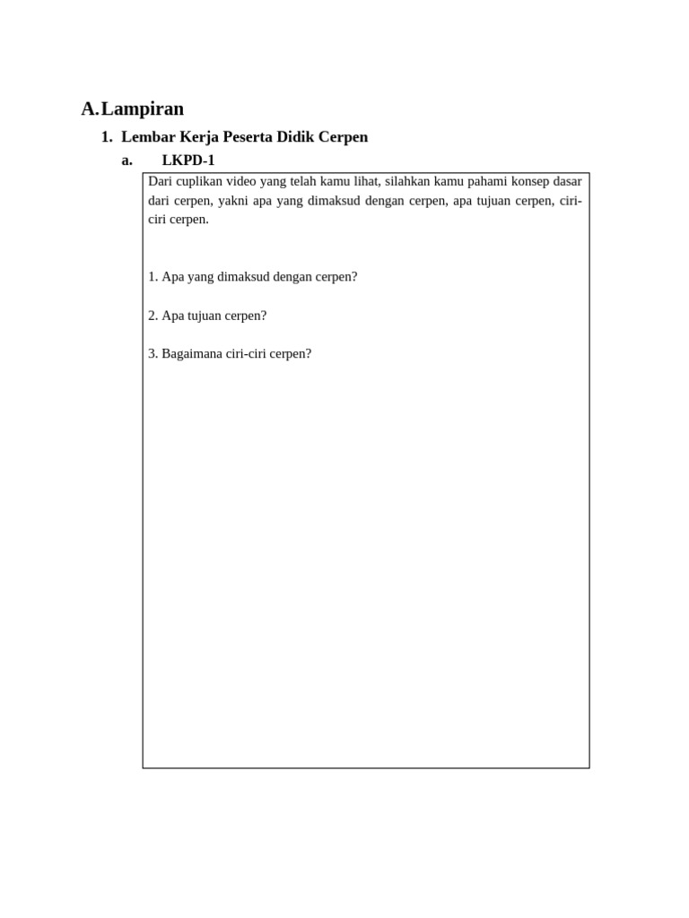 LKPD Cerpen | PDF