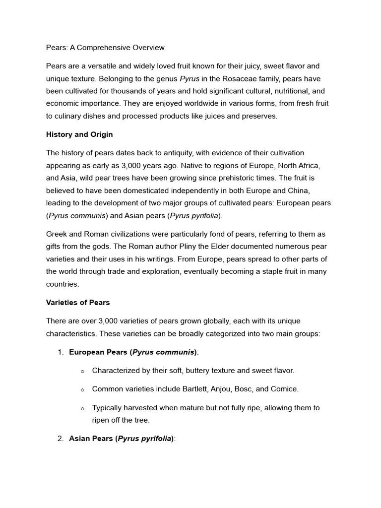 Pears | PDF | Pear | Dietary Fiber